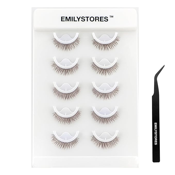Amazon.com: EMILYSTORES Brown Self Adhesive Eyelashes Stick Lashes Pre ...