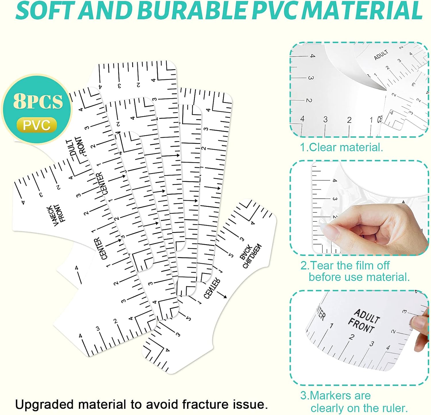 T-Shirt Rulers Guide – 8 Pieces PVC Shirt Alignment Tools with Clothing ...