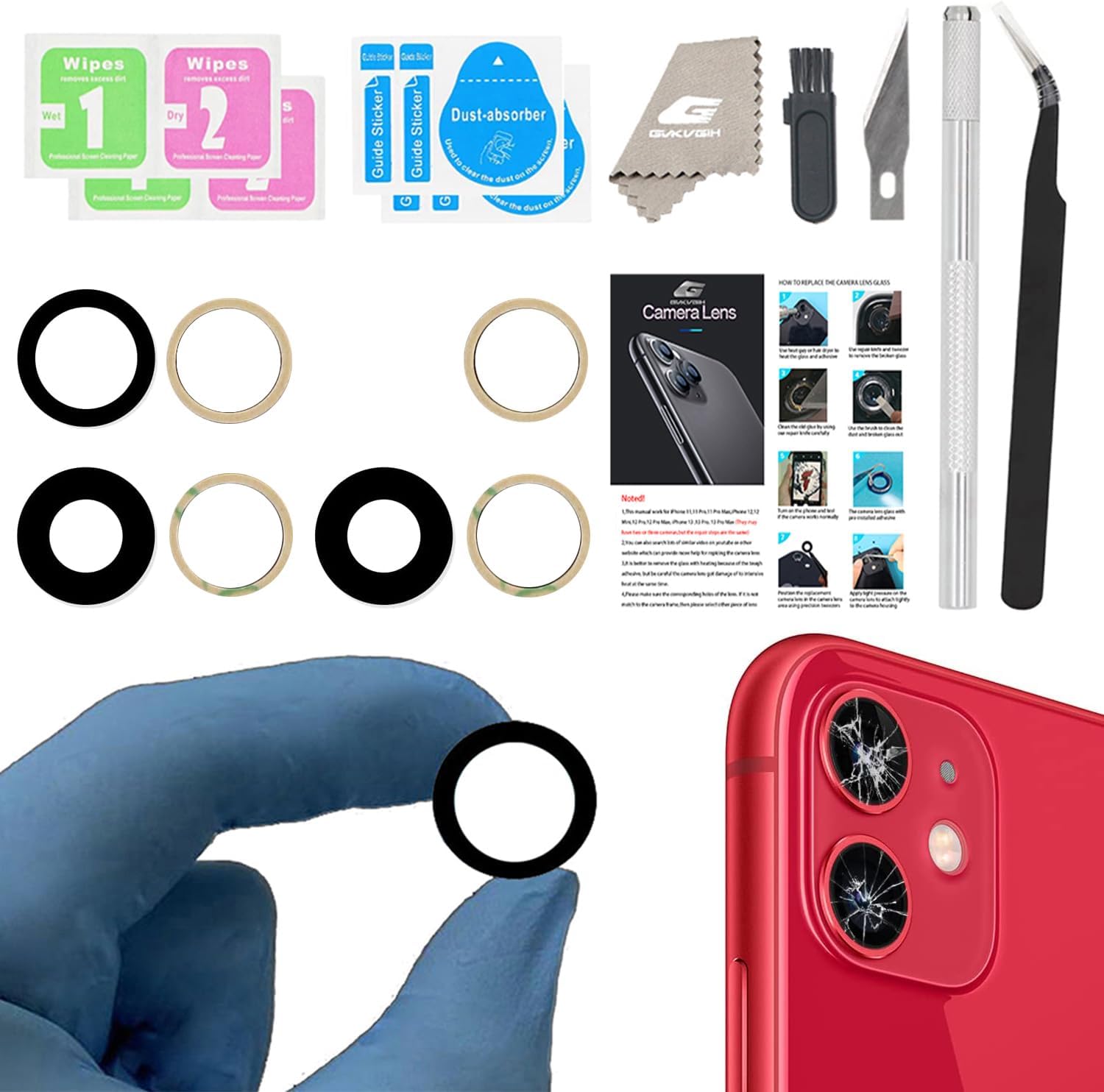 Amazon.com: Camera Lens Glass Replacement for iPhone 11, GVKVGIH Back ...