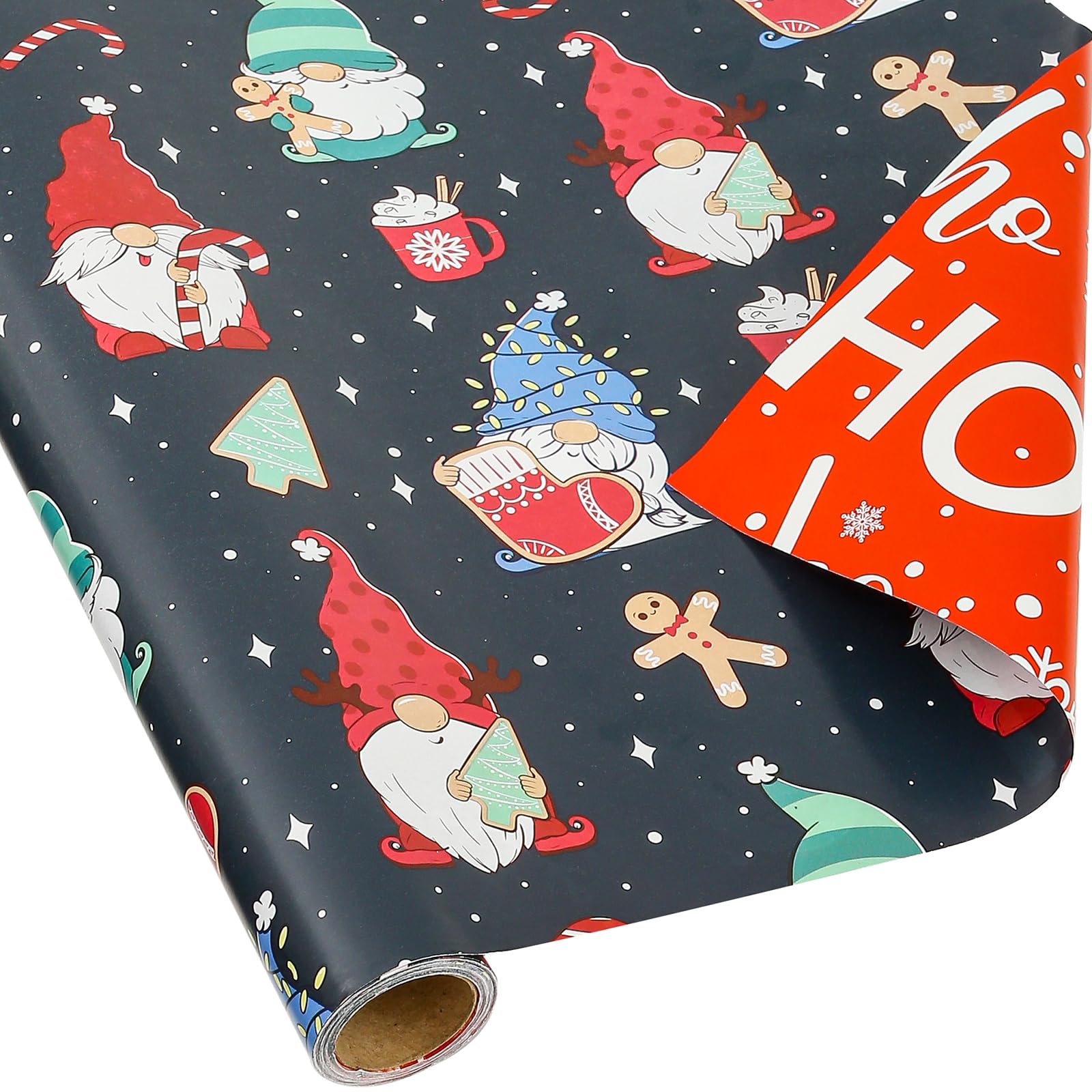 Amazon.com: CAMKUZON Reversible Christmas Wrapping Paper Roll for Kids ...