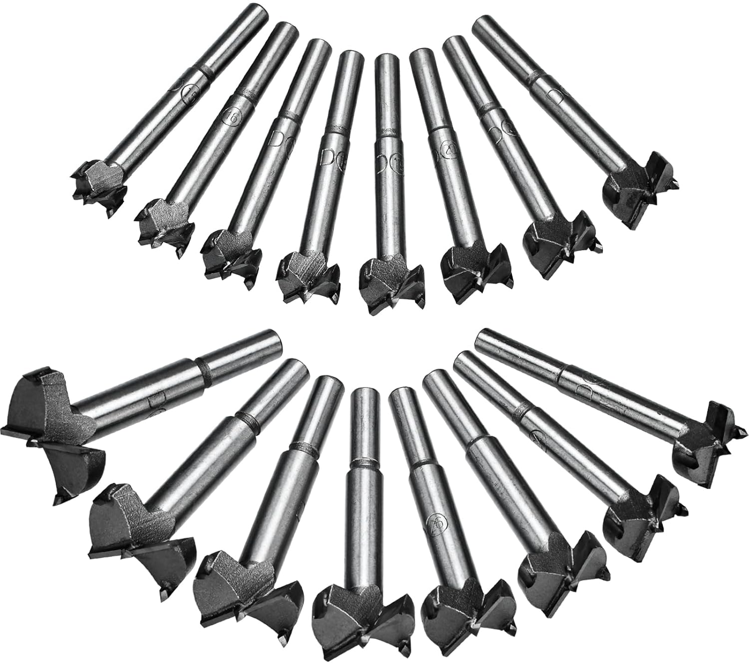 BEAUGIREW 16 Pieces Forstner Drill Bit Set 15-35mm High Speed Carbon Steel Woodworking Hole Saw ...