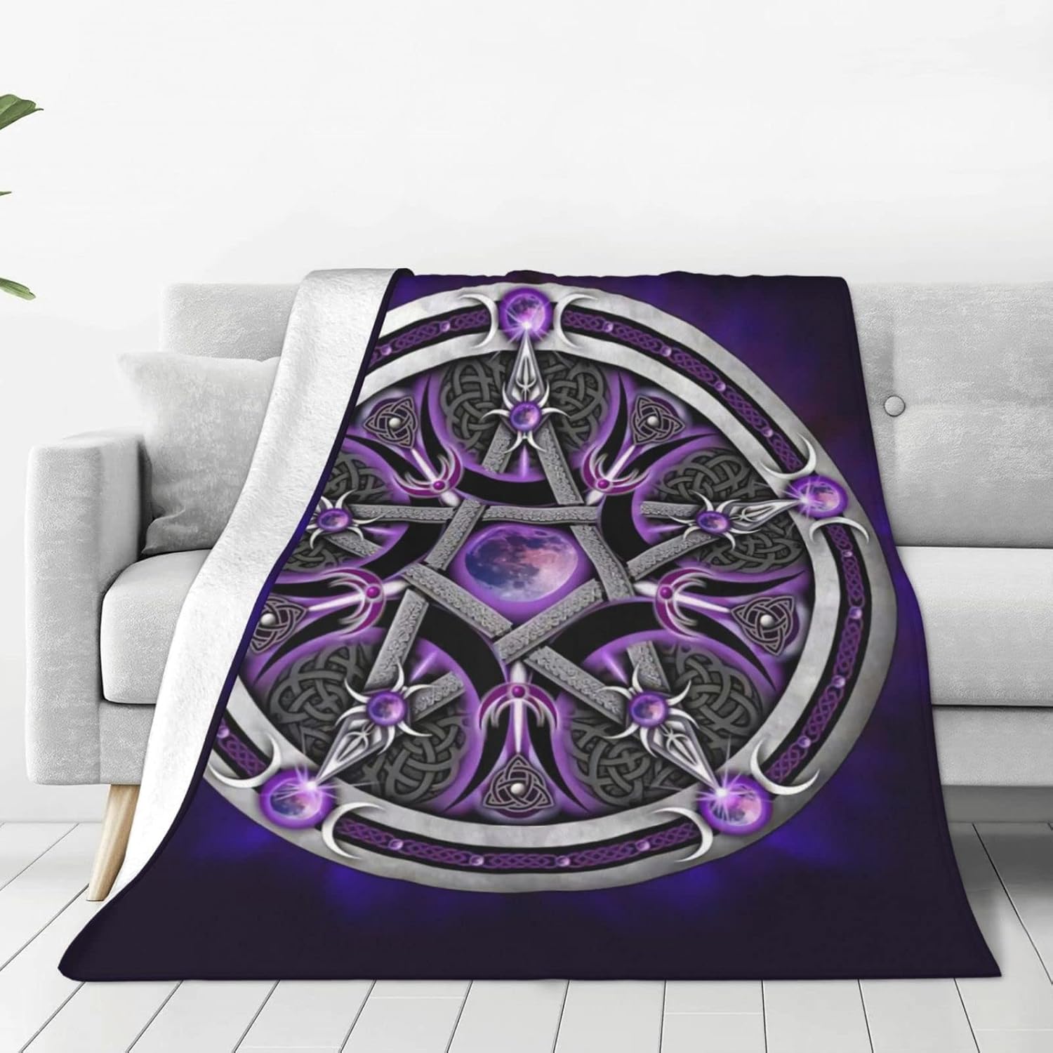Purple Wicca Wiccan Star Pentagram Pentacle Full Fleece Throw Cloak ...