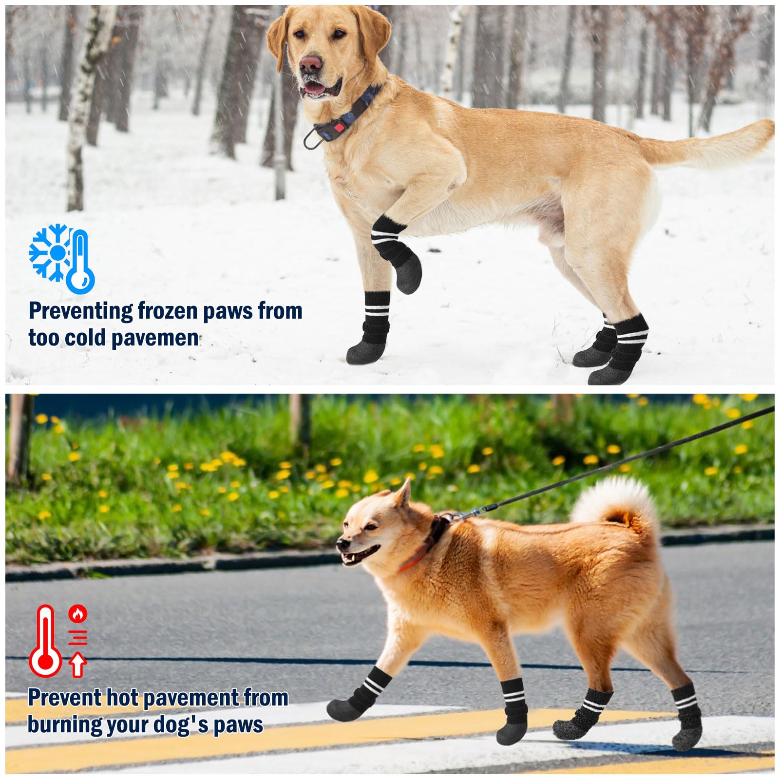 SCENEREAL Anti Slip Dog Socks Boots & Paw Protectors, Waterproof Dog ...