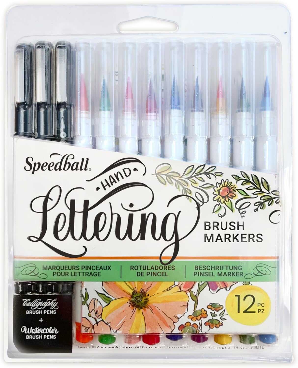 Amazon.com: Speedball Hand-Lettering Brush Marker Set, 12-Piece : Arts ...