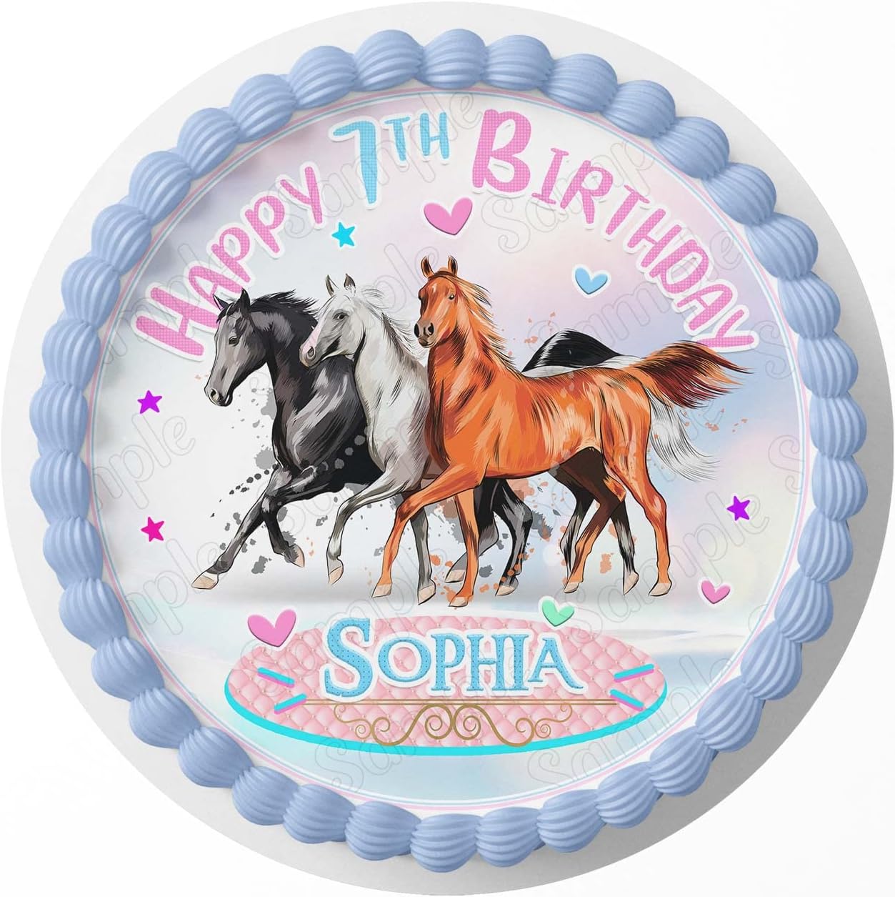 Amazon.com: CAKECERY Horses Gallop Run Horse Running Edible Image Cake ...