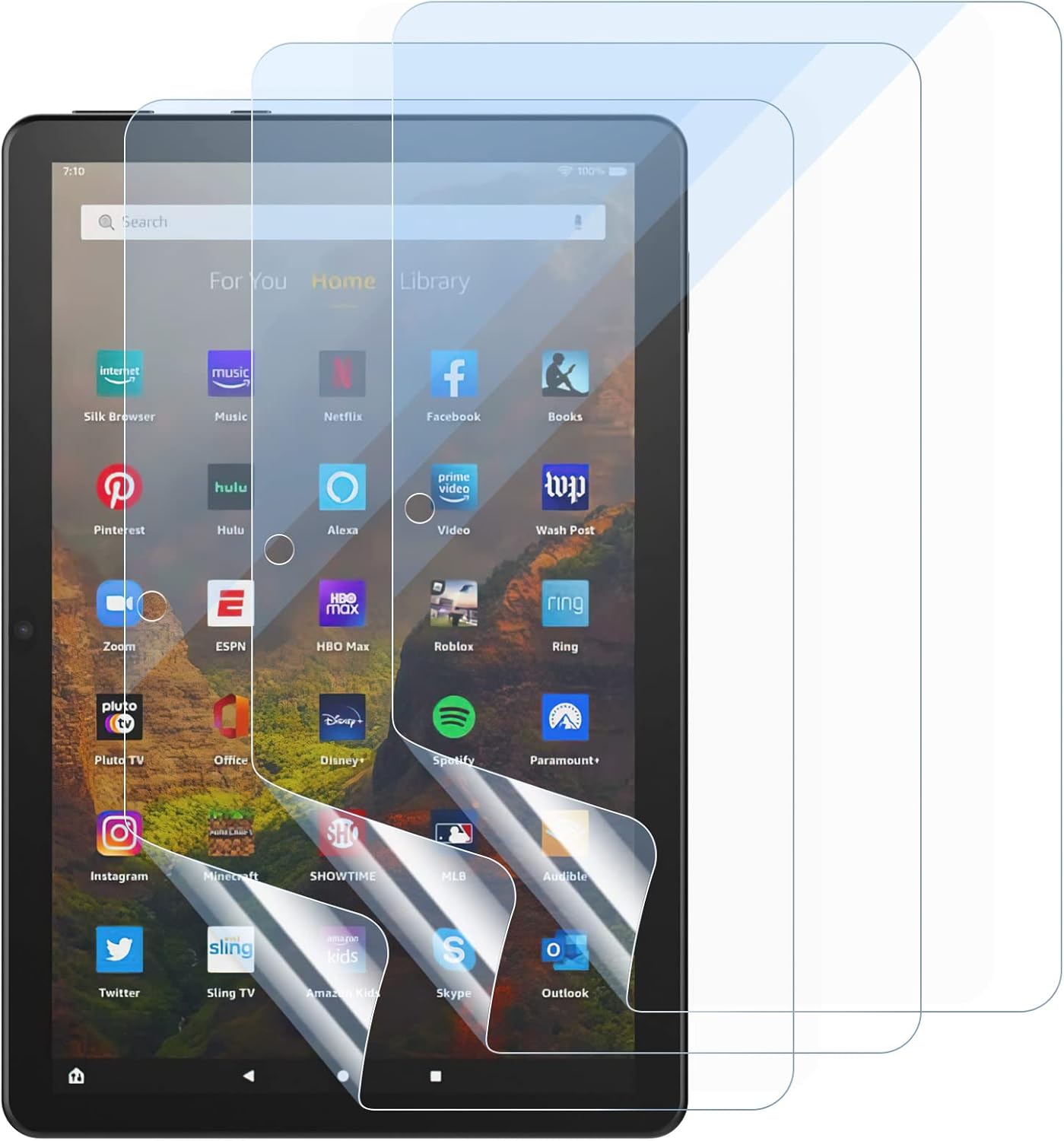 MoKo 3-Pack Screen Protector Fits All-New Kindle Fire HD 10 & 10 Plus ...