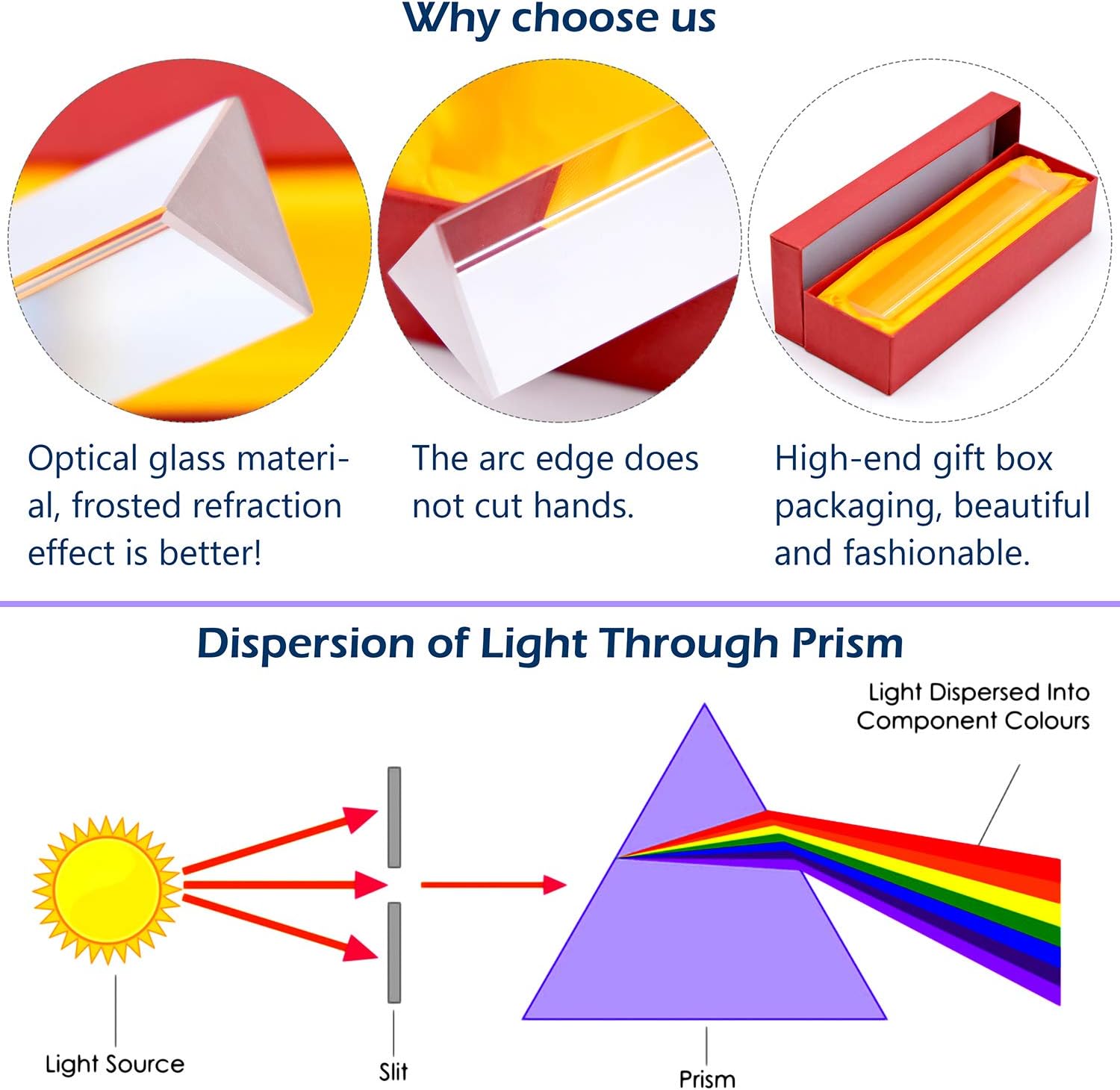 allgemein Triangular Prism, 150mm Photography Prism Crystal Glass Form ...