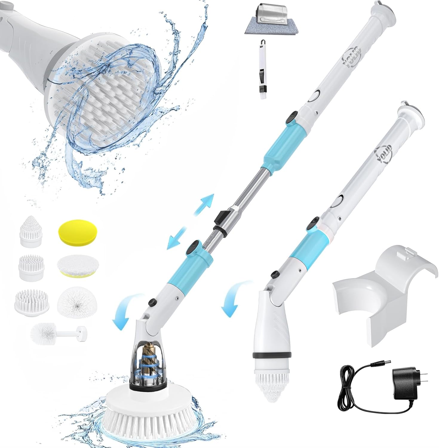 Amazon.com: Electric Spin Scrubber Set of 14 Shower Scrubber with Long ...