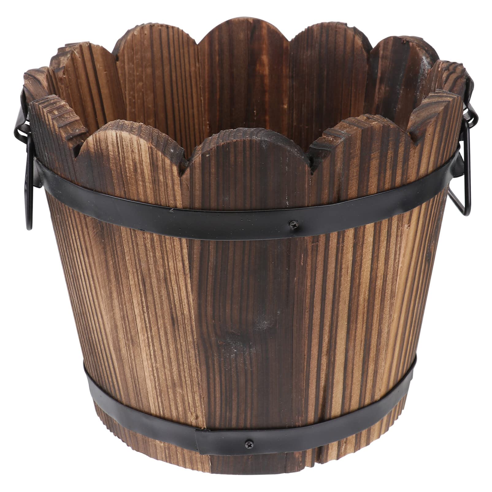 Amazon.com : DOITOOL Wooden Whiskey Barrel Planter, Round Wooden Flower ...