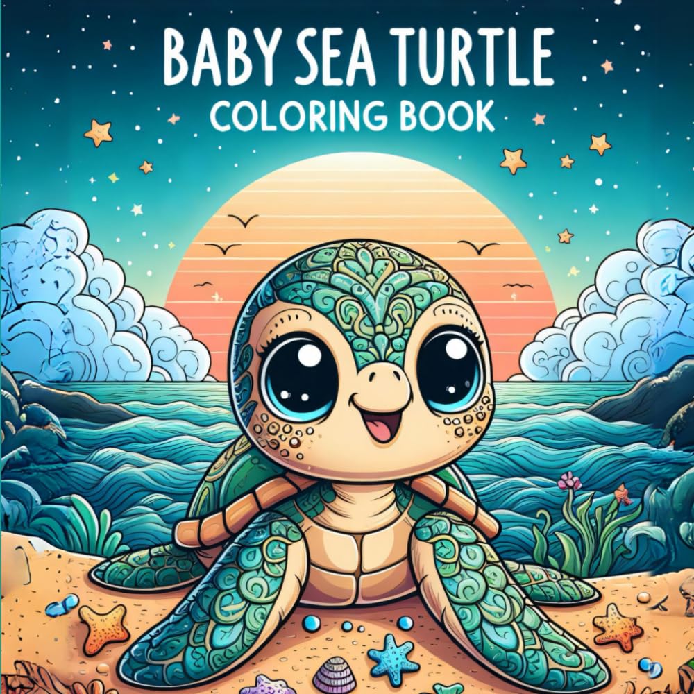 Baby Sea Turtle Coloring Book For Kids: 40 of Adorable And Funny Baby ...
