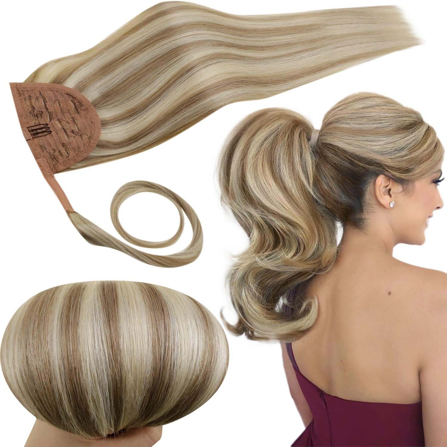 RUNATURE Queue de Cheval Extension Humain Blond 80g Ponytail Cheveux ...