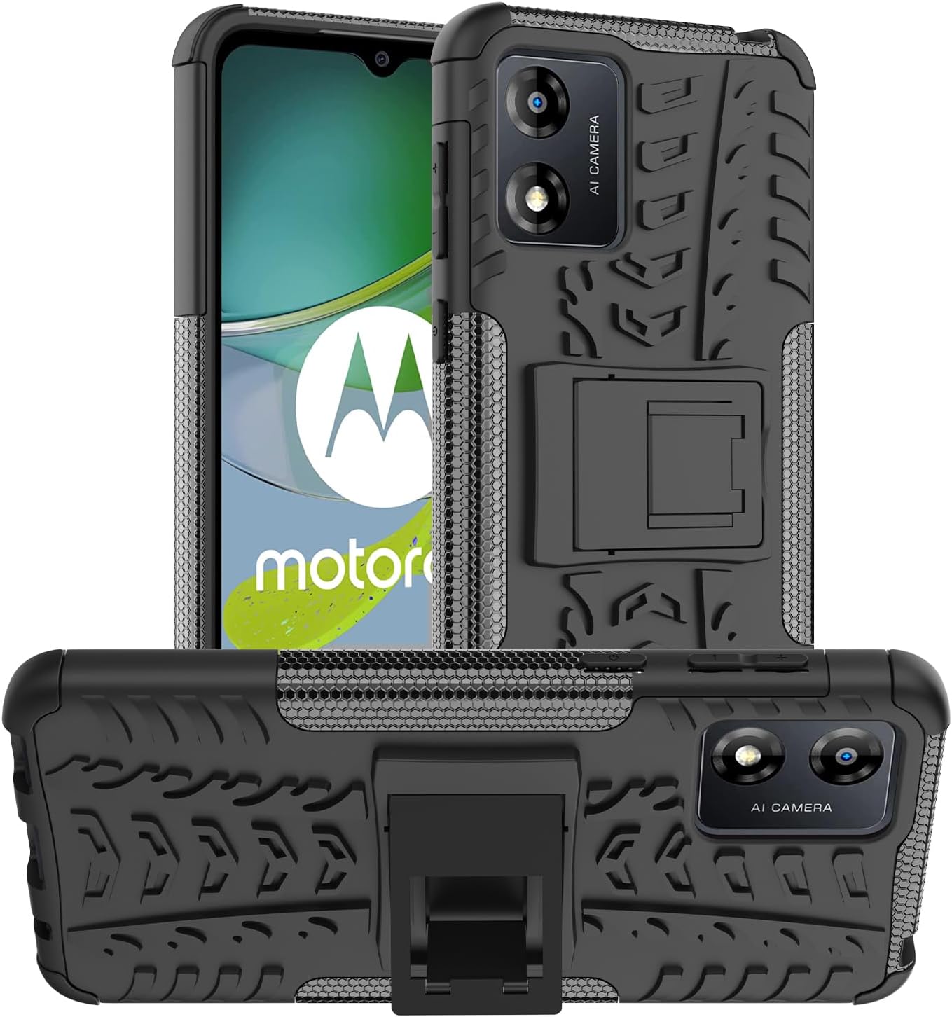 iCatchy for Motorola Moto E13 Case, Heavy Duty Hard Tough Dual Layer ...