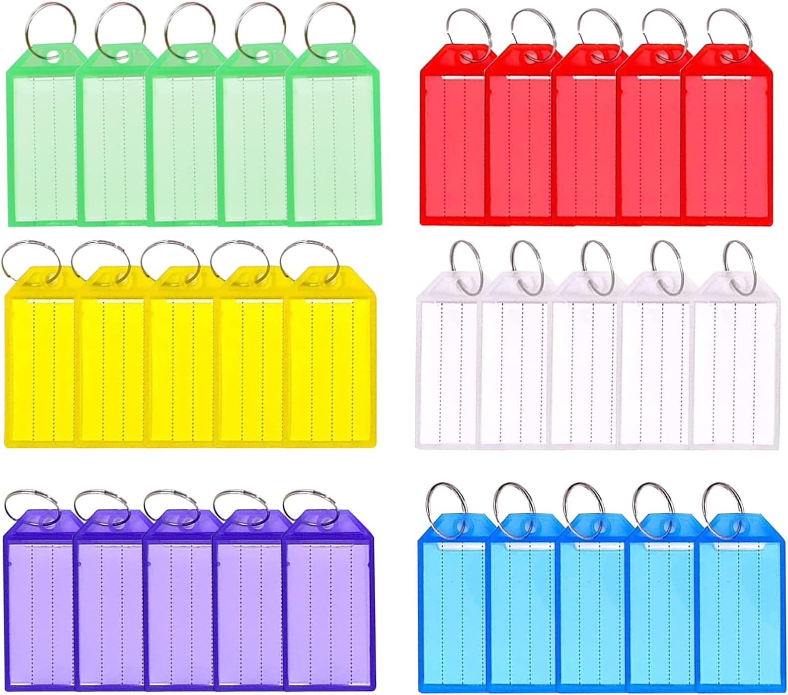 Belgovia Key Tags with Labels and Split Rings - Pack of 10 Multi ...