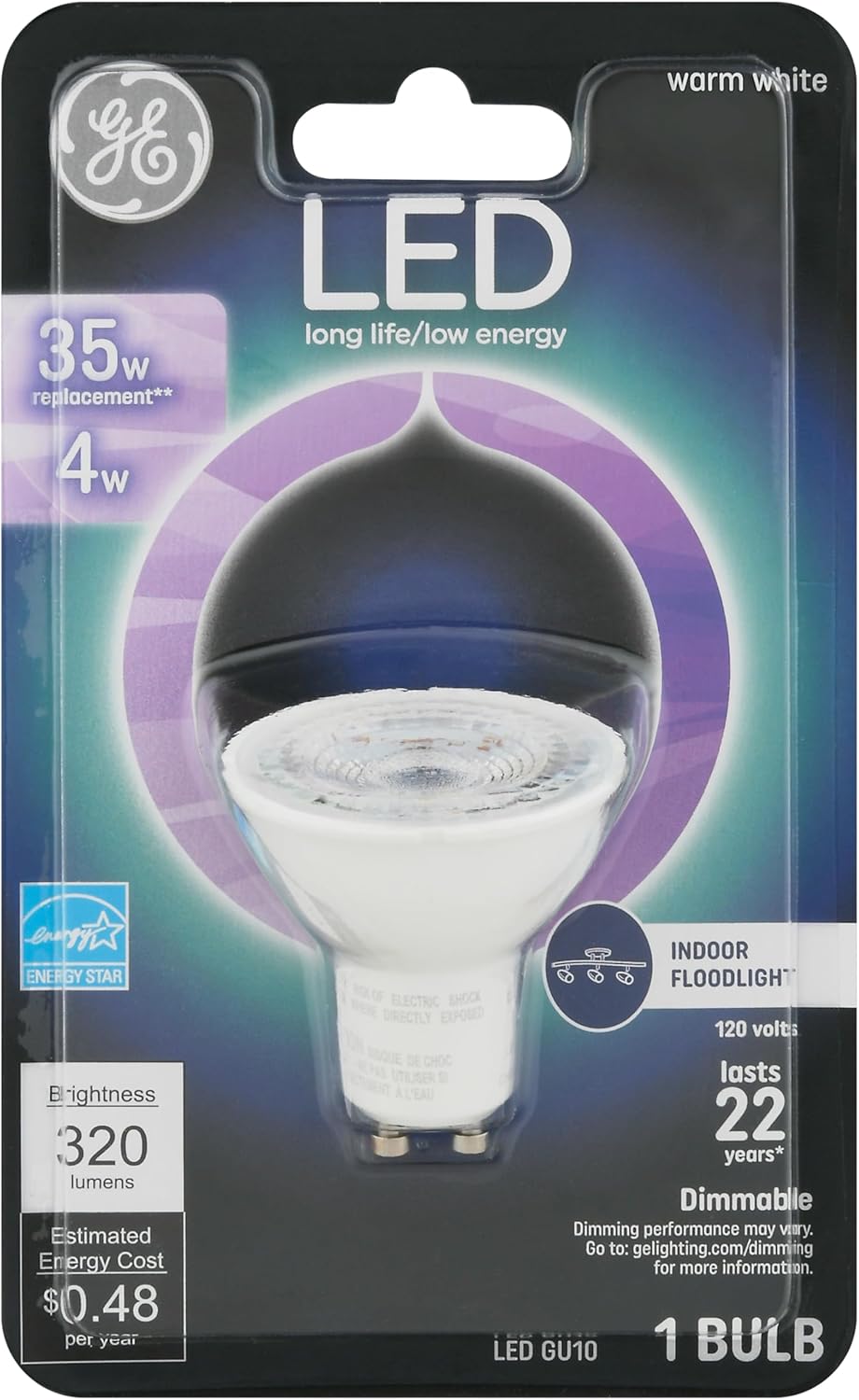 GE 93120701 LED Bulb MR16 GU10 Warm White 35 Watt Equivalence Clear ...