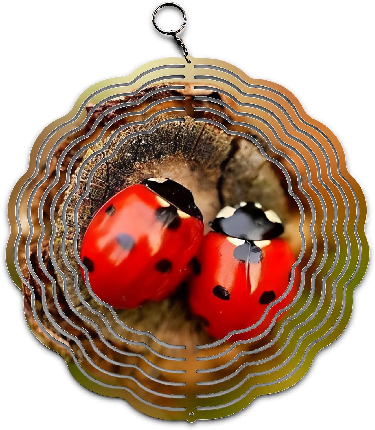 Amazon.com: Artistic Lady Bug Wood Design Wind Spinner for Yard Art and ...
