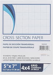 Pacific Arc Cross Section Paper Pad, 10 Sheets, 5 Inch x 7 Inch, 4 x 4 ...