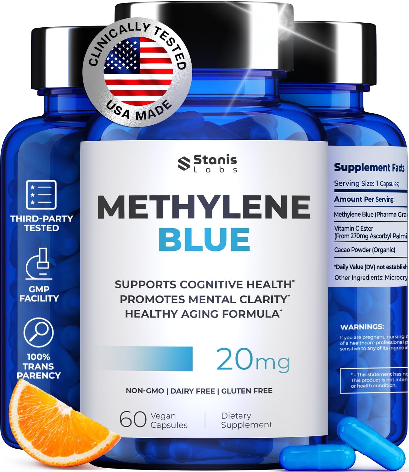 Ultimate Methylene Blue Capsules 20mg - Memory Supplement For Brain ...