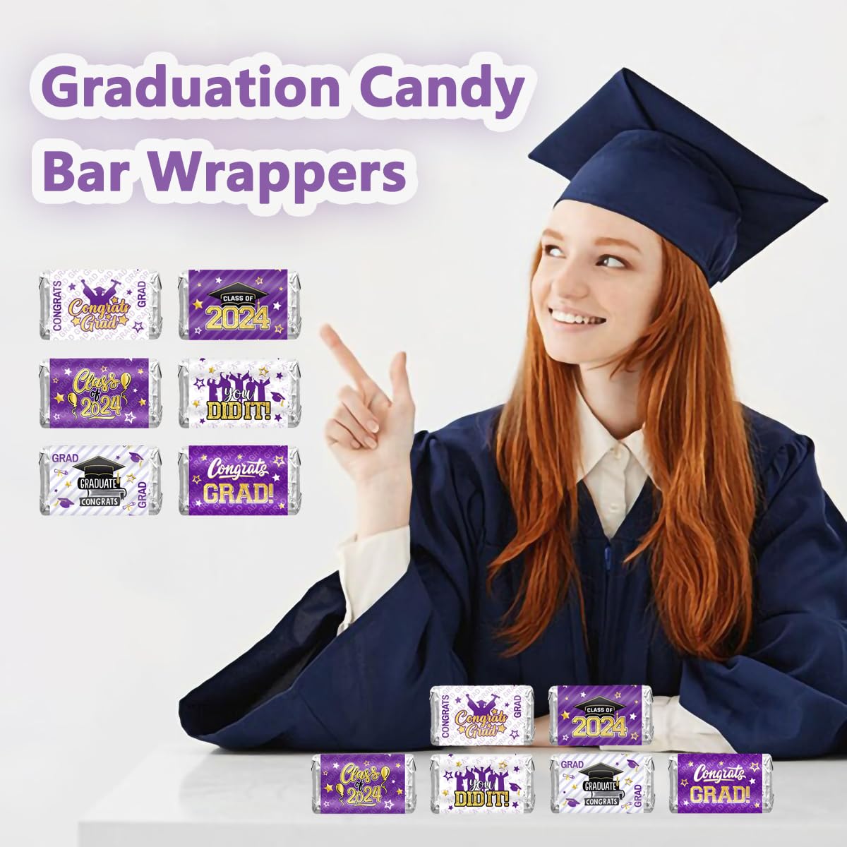 Snapklik.com : Graduation Candy Bar Wrapper, 96 Pcs Graduation Party ...