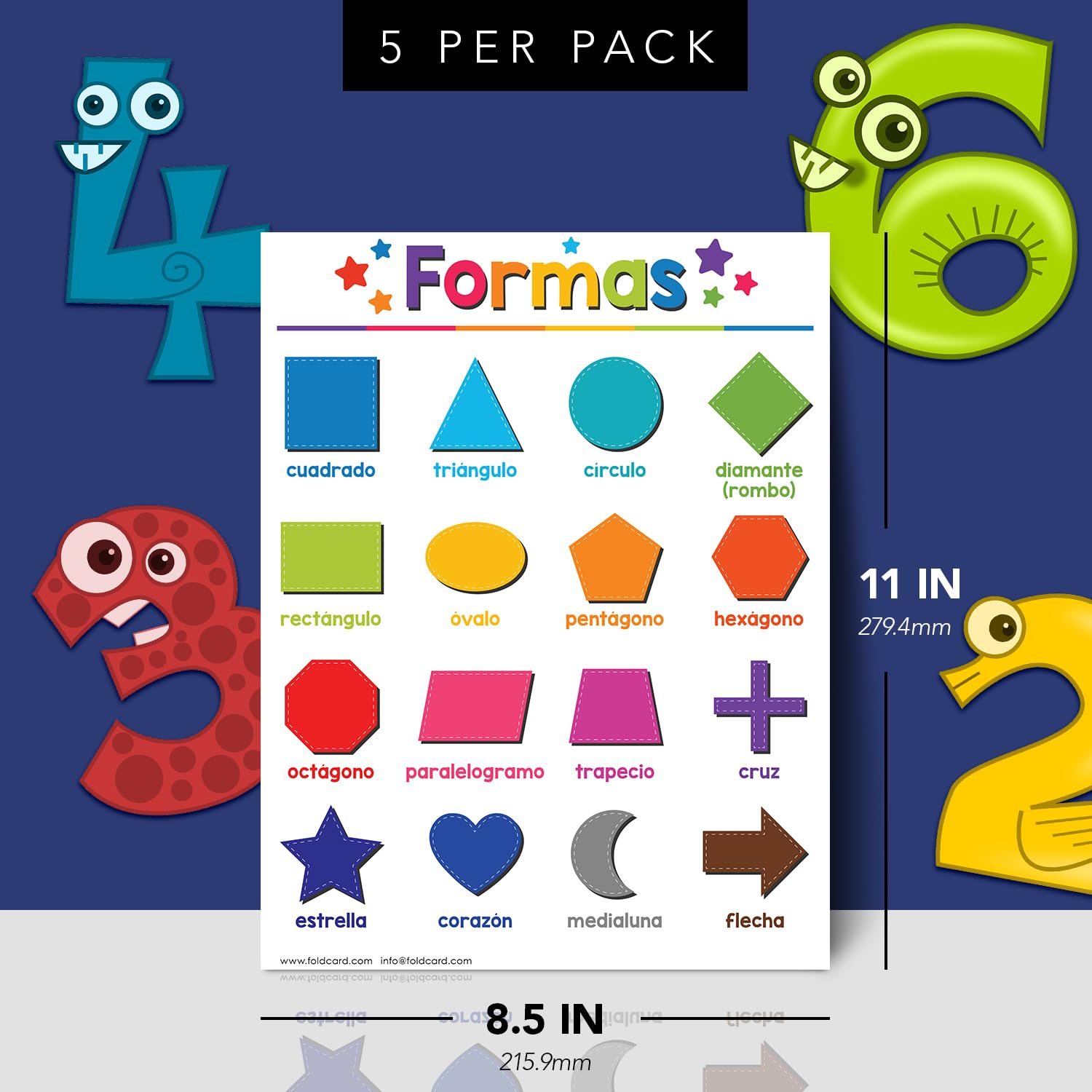 Snapklik.com : Formas Spanish Chart For Preschool To Gradeschool Kids ...