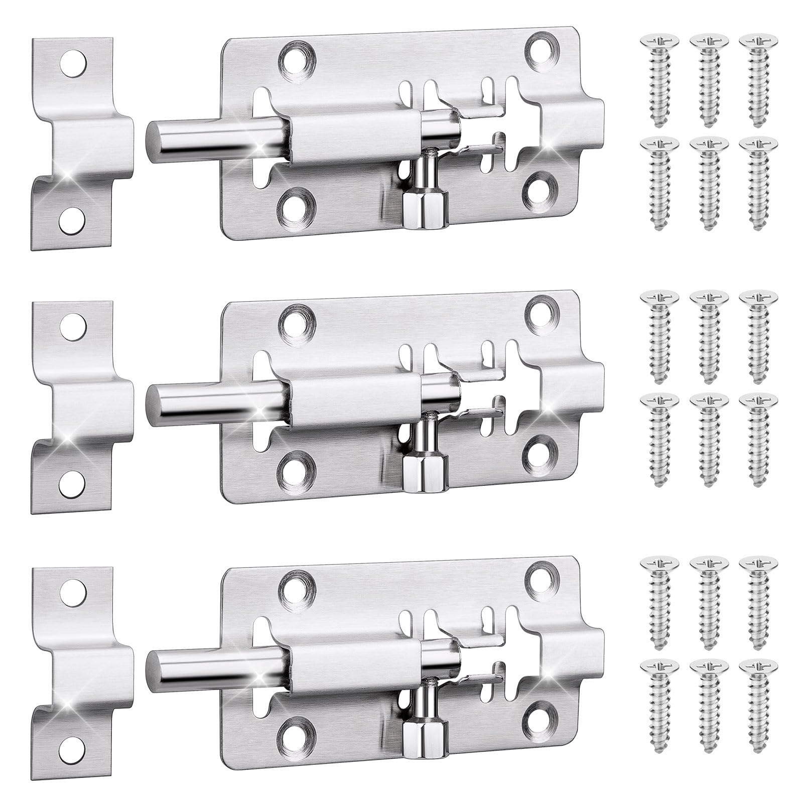 3PCS Barrel Bolt Latch, 3 Inch Thickened Door Bolt Lock, Premium ...