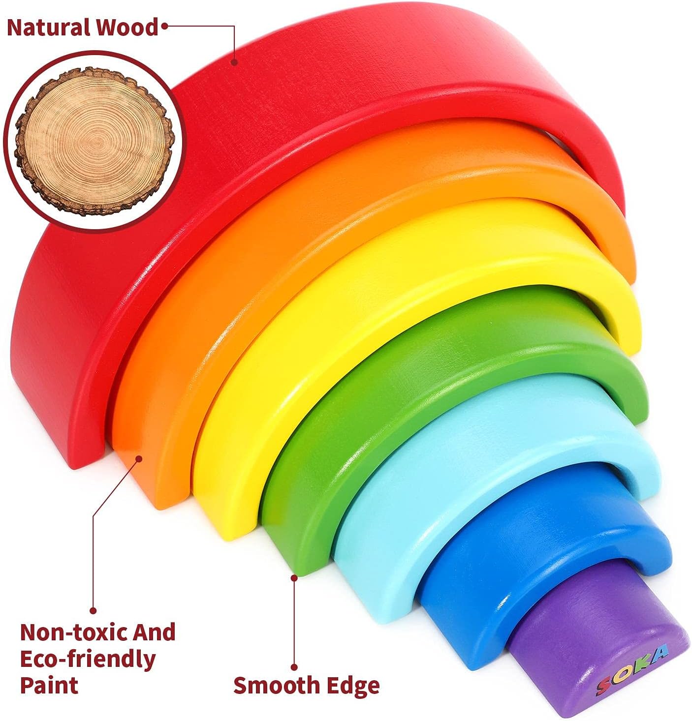 SOKA Play Imagine Learn Wooden Rainbow Stacker Learning Toy Educational ...