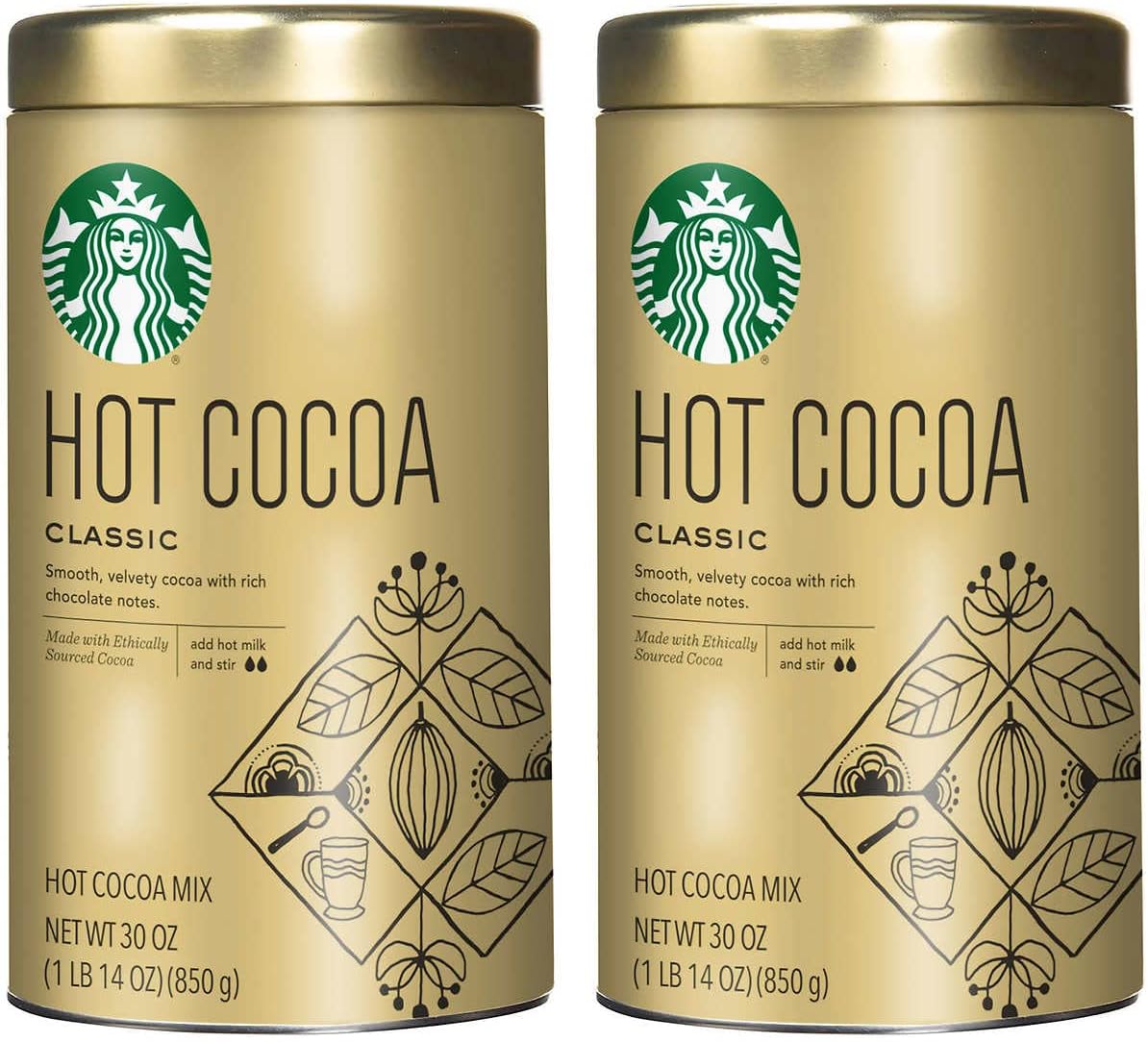 Amazon.com : Starbucks Classic Hot Cocoa Mix 30 Ounce (1.87 lbs.) Tin ...