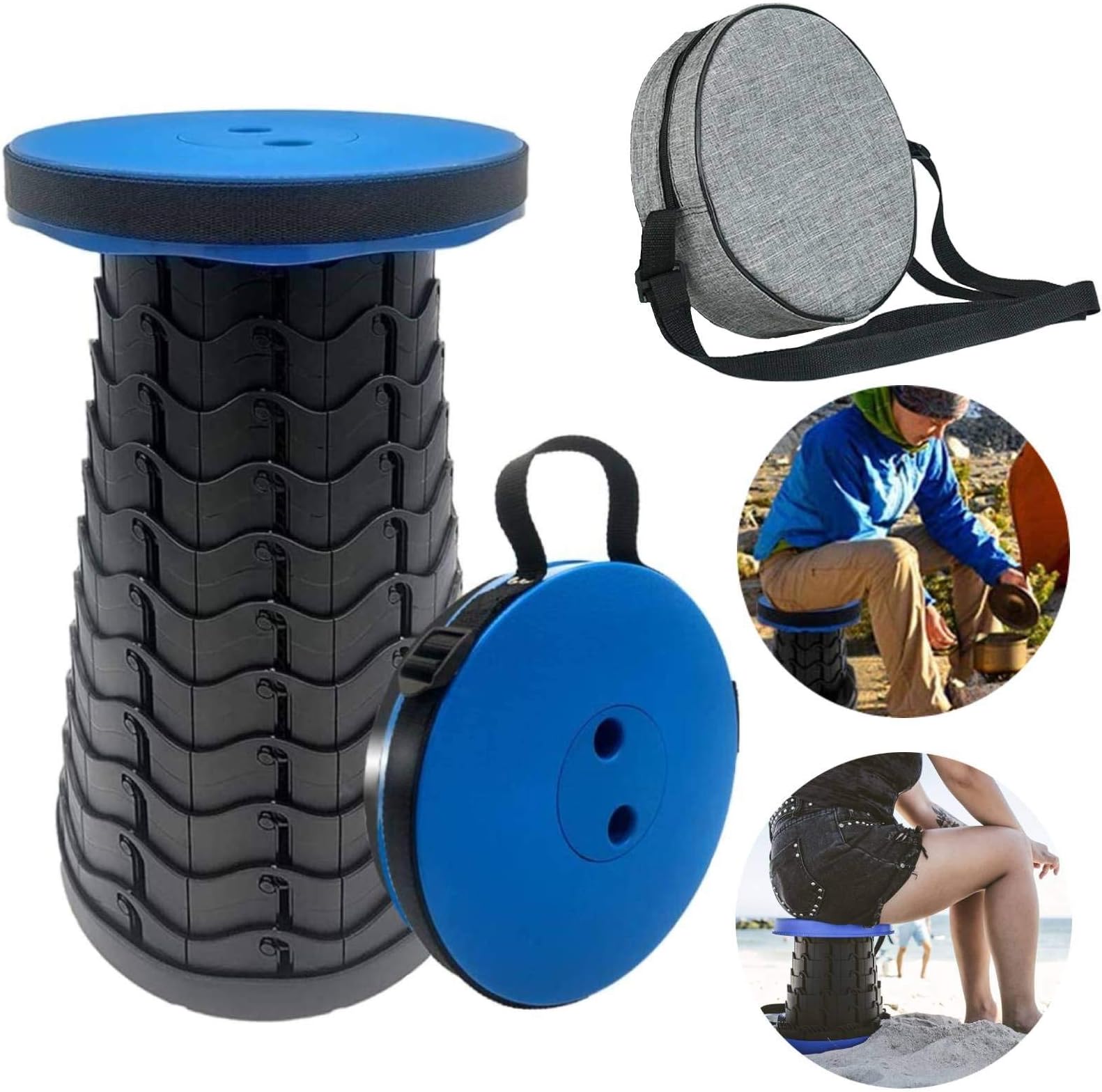 Portable Telescoping Stool, Upgraded Folding Adjustable Lightweight ...