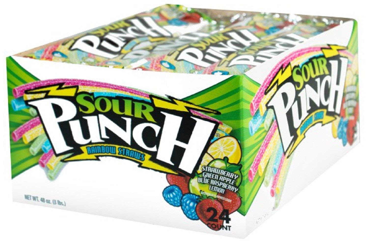 Amazon.com : Sour Punch Rainbow Sour Straws, 2 Ounce (Pack of 24 ...