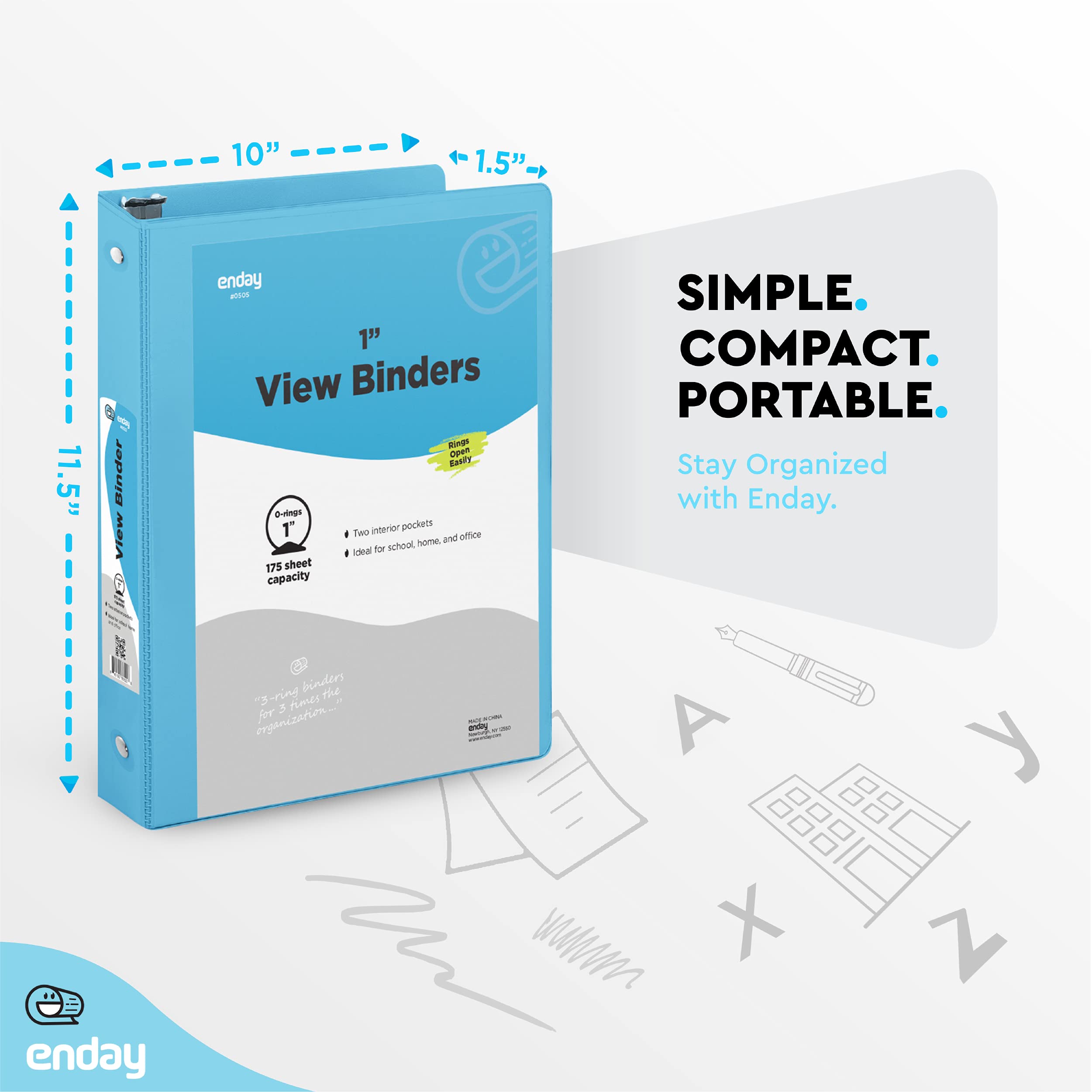 Snapklik.com : 1 Inch 3 Ring Binder 1” Binder Blue Clear View Cover
