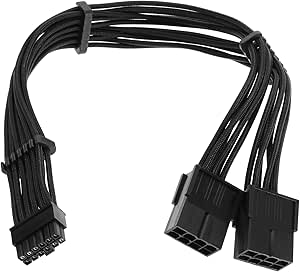 12 Pin to Dual 8 Pin PCIe Extension Cable Connector with Sleeves 18AWG ...