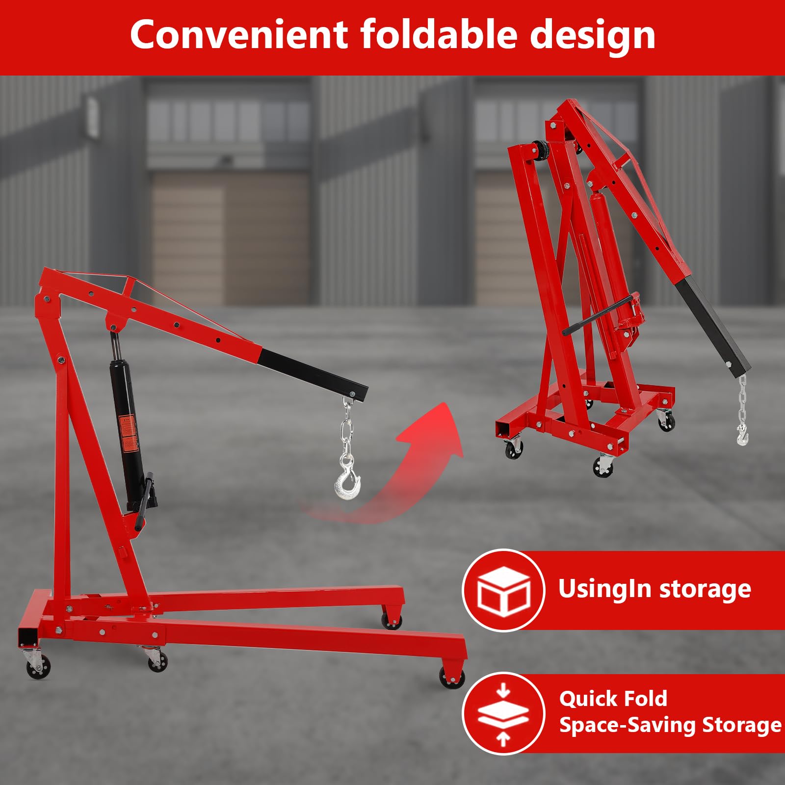 Snapklik.com : PIONEERWORKS 2 Ton Folding Engine Crane Engine Hoist ...