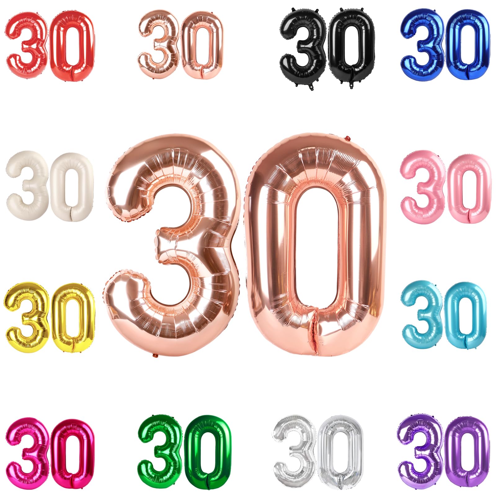 Snapklik.com : 30 Balloon Number, Rose Gold Number 30th Birthday ...