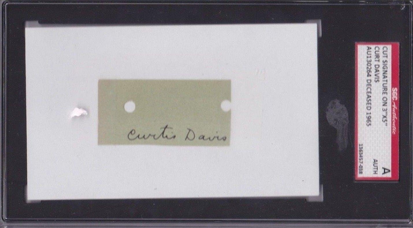 Cut Signature on 3"X 5" CURT DAVIS signed autographed D.1965 SGC ...