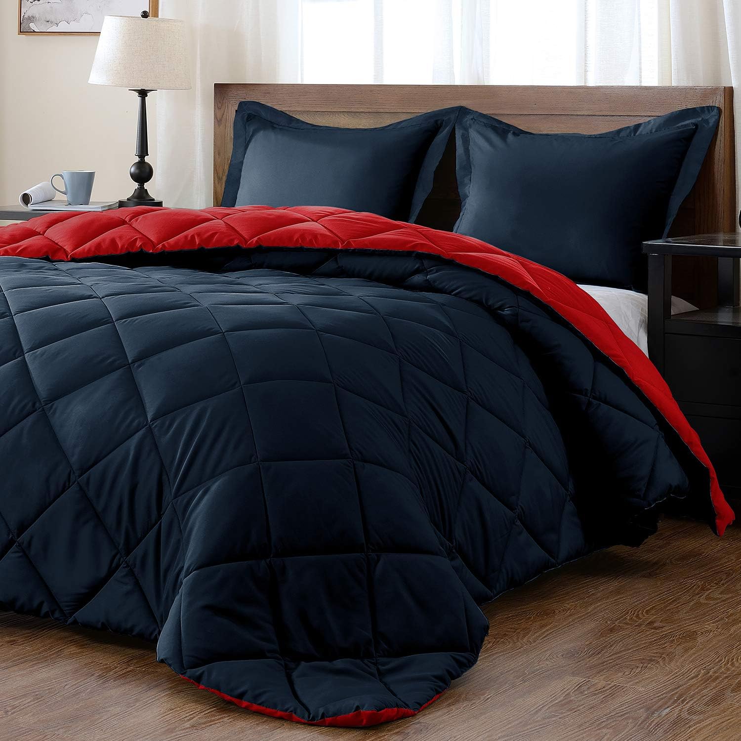 Amazon.com: downluxe Lightweight Solid Comforter Set (King) with 2 ...