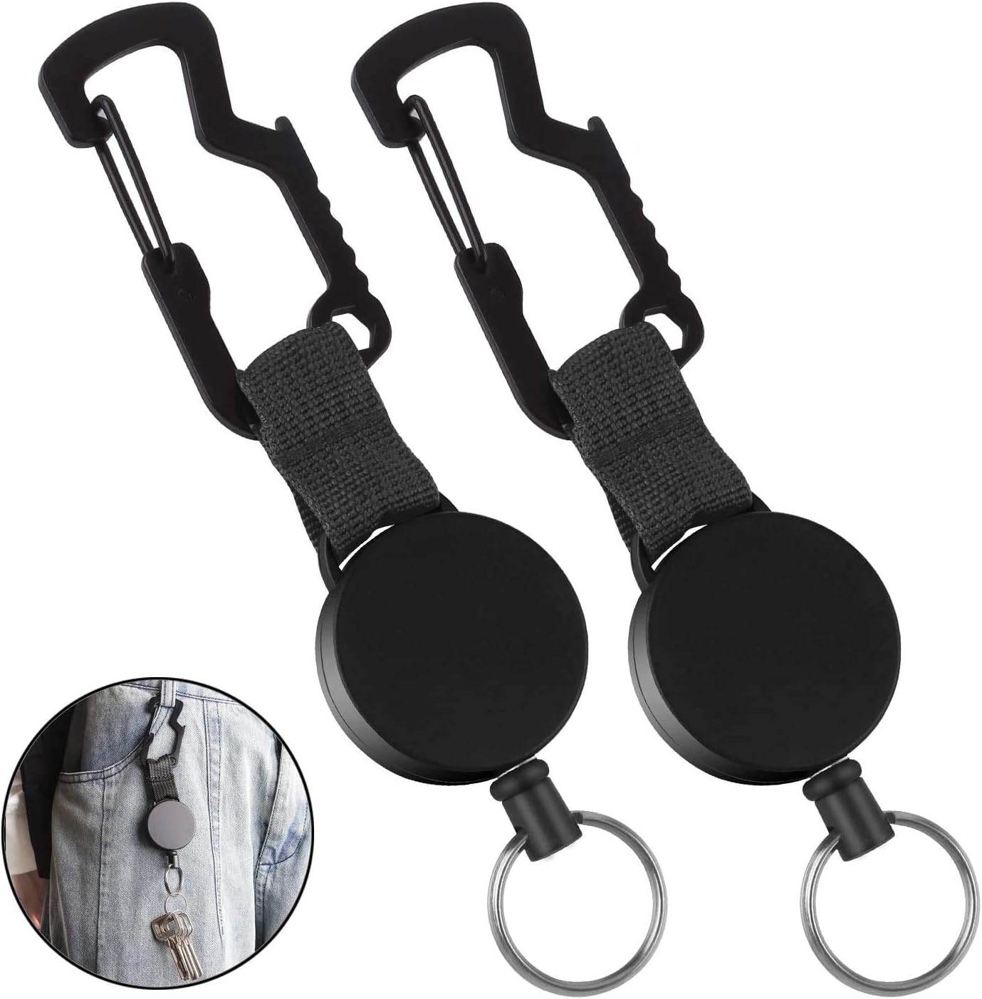 Amazon.com : 2 Pack Heavy Duty Retractable Badge Holder Reel, All Metal ...