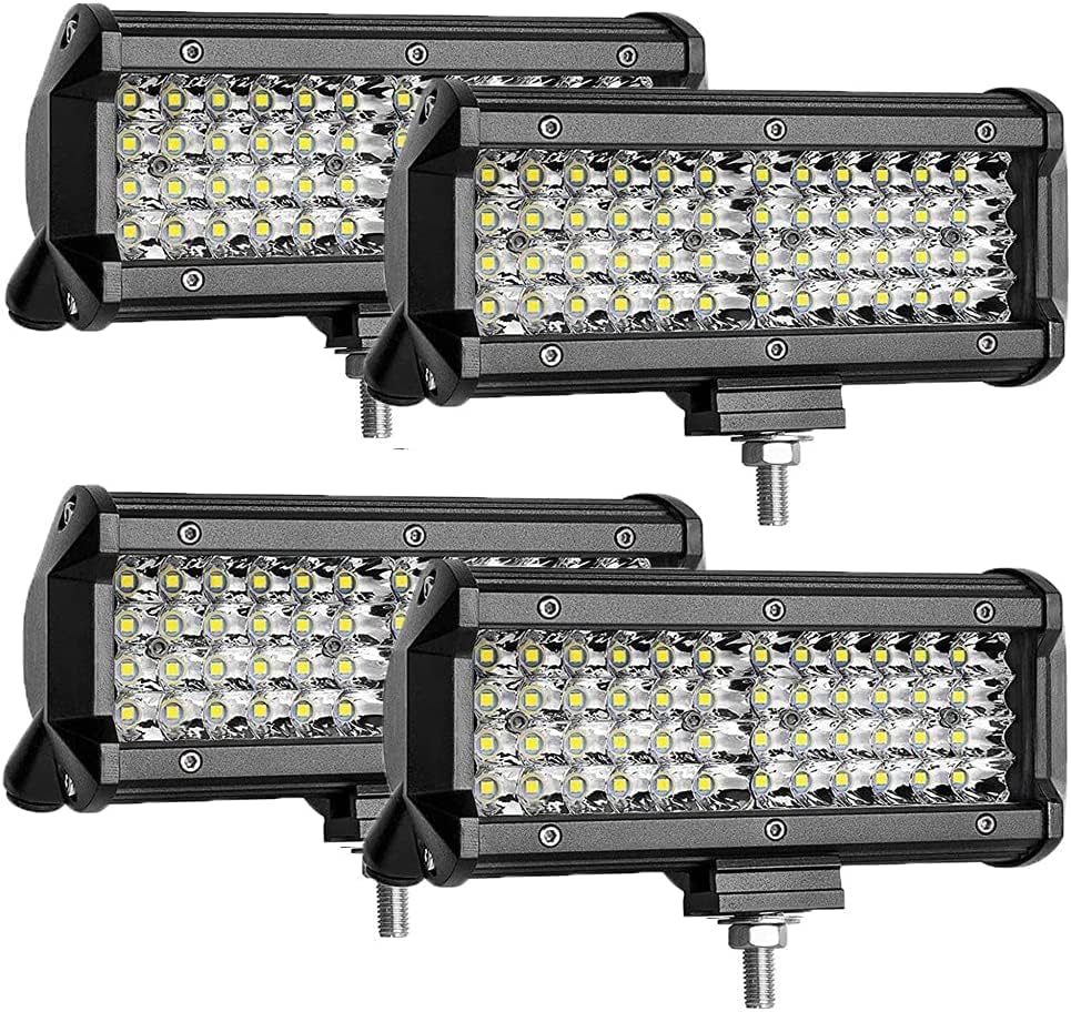 Barra de luz led para Auto,7 Pulgadas 144W Quad Row Spot Flood Combo ...