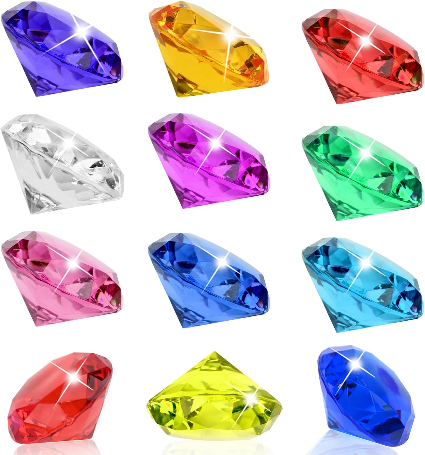 12 Pcs Big Size Kids Diamond Toy, Acrylic Gems Toys, Sinking Diving Gem ...