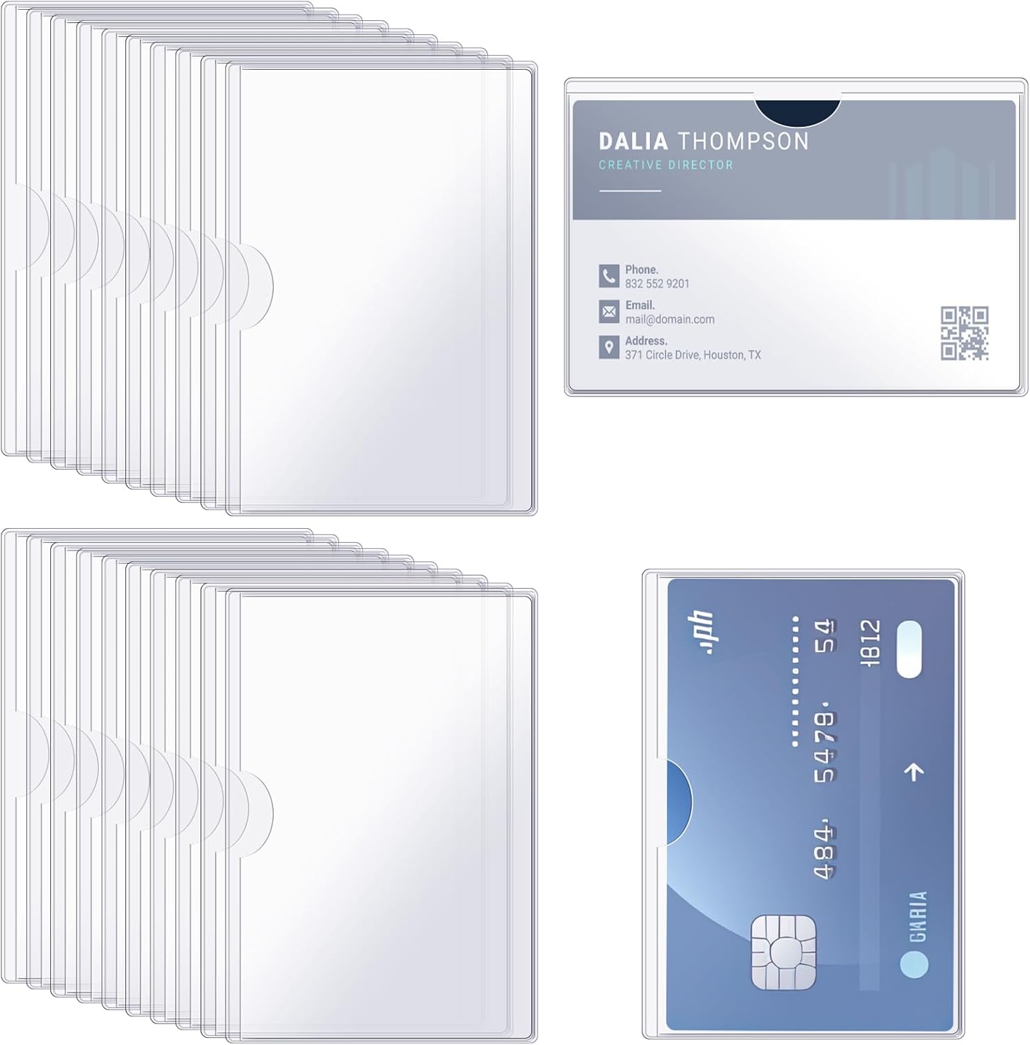 Amazon.com : 20 Pack Waterproof Credit Card Sleeves Clear Medicare Card ...