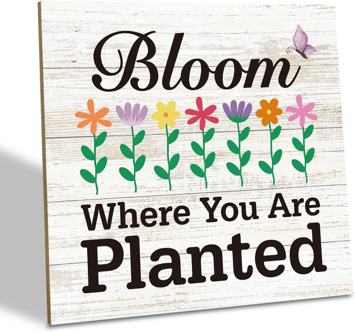Amazon.com : Spring Decor, Wood Plaque Table Art Sign, Floral Seasonal ...