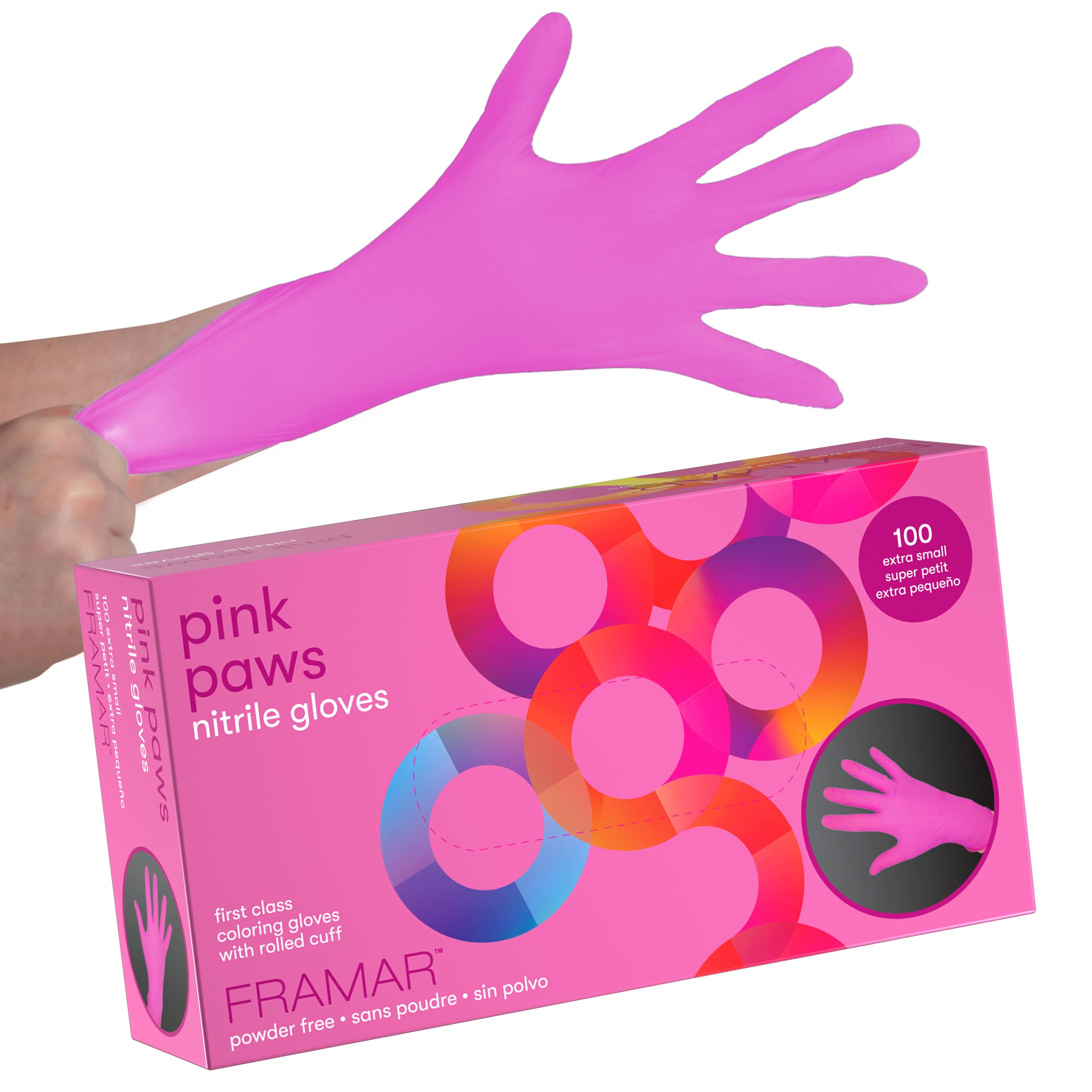 Amazon.com: FRAMAR Pink Gloves Disposable Latex Free XS – Pink Nitrile ...