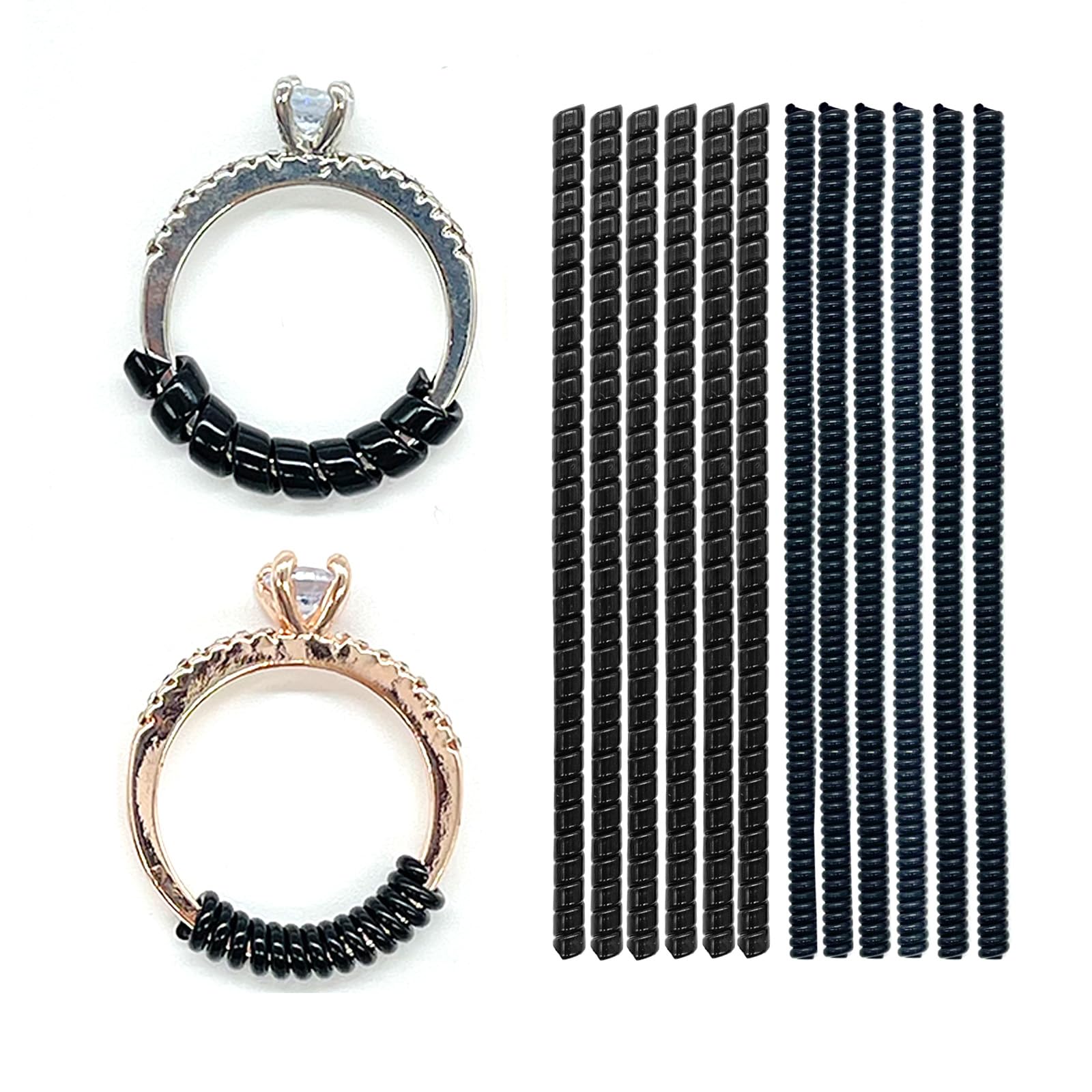 Amazon.com: Ring Size Adjuster 2 Sizes of 12 Pack Black Silicone Ring ...