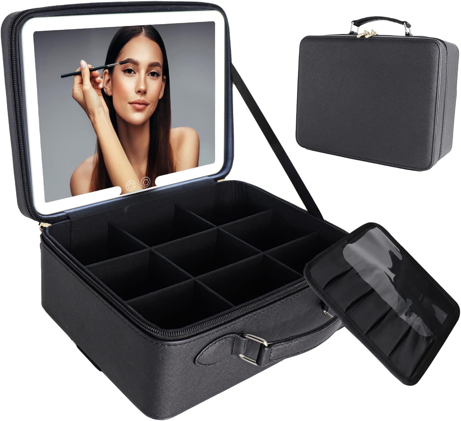 Amazon.com: GERYUAEG Travel Makeup Bag with Mirror of LED Lighted ...