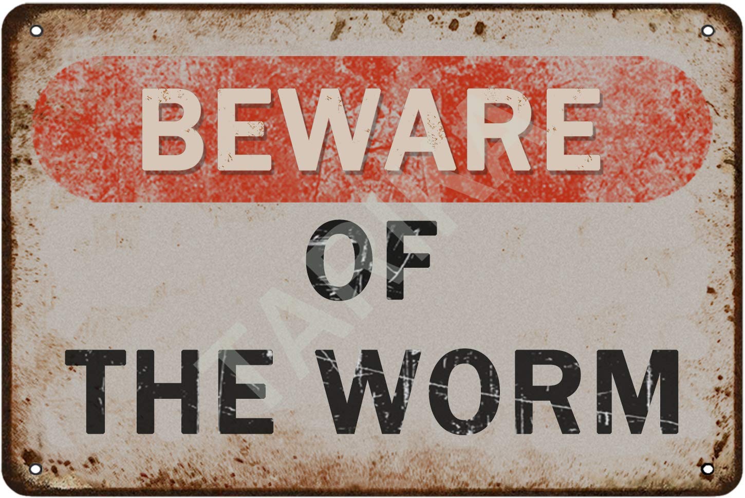 Amazon.com: JIUFOTK Beware Of The Worm Metal Sign Vintage Home Decor ...
