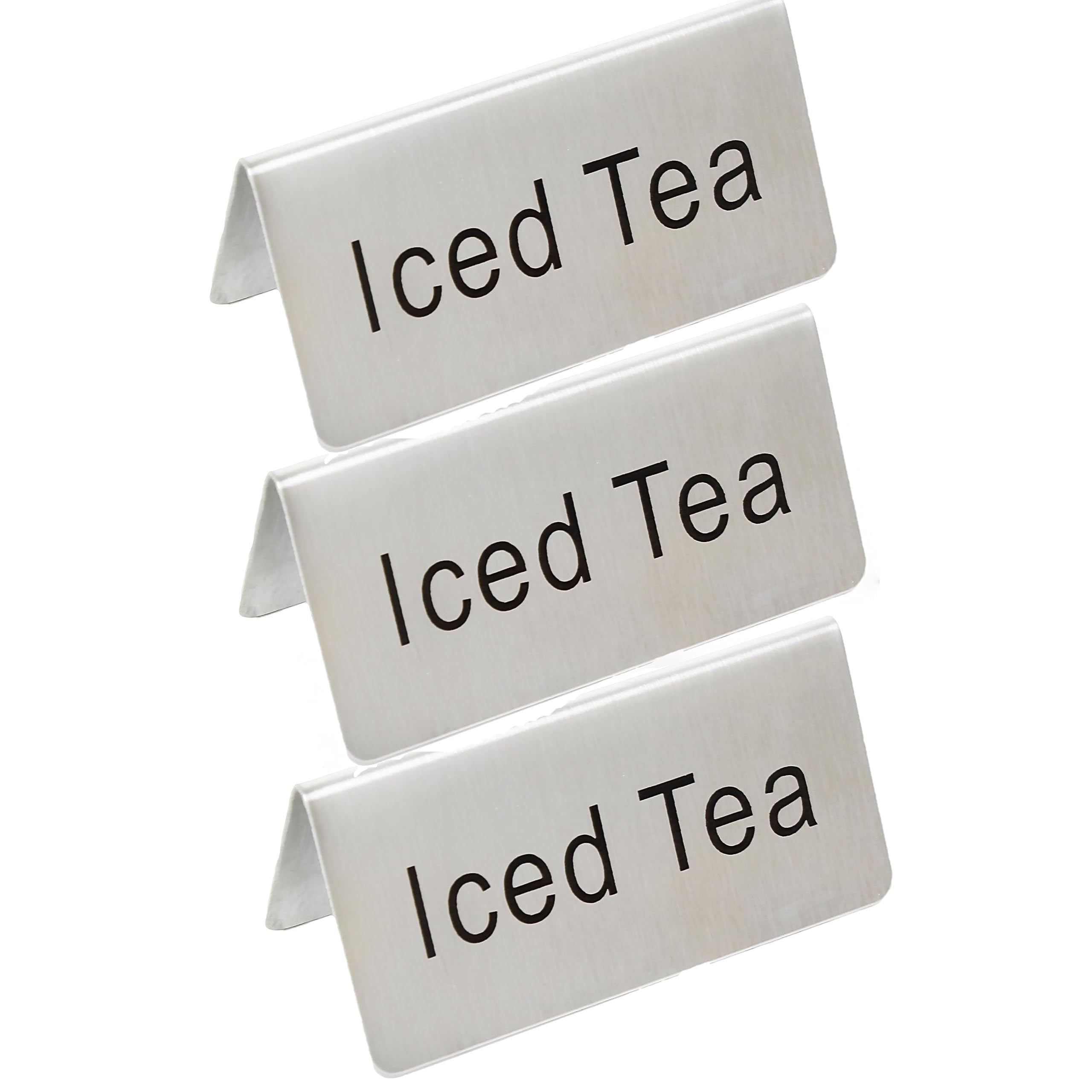 Snapklik.com : 3" X 1-1/2" Stainless Steel Iced Tea Table Tent Sign Set ...