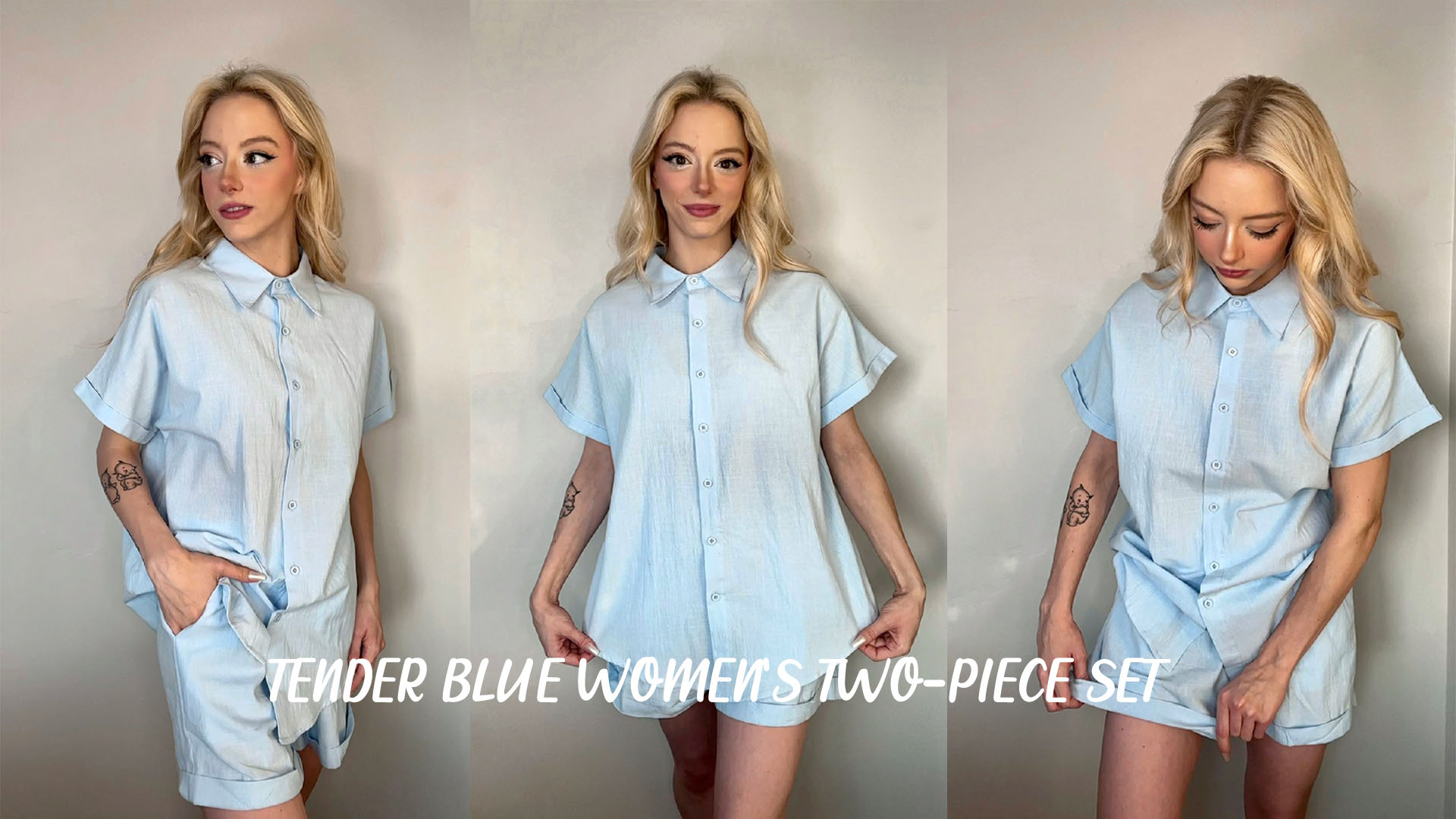 Watch Zeagoo Light Blue Women's Two-piece Set on Amazon Live