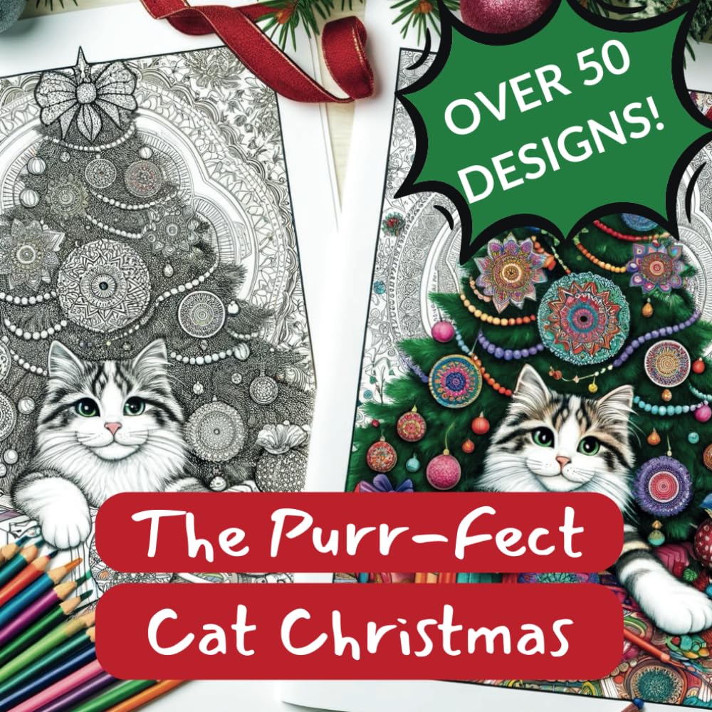 Amazon.com: The Purr-fect Cat Christmas: A Mandala Cat Coloring Book ...