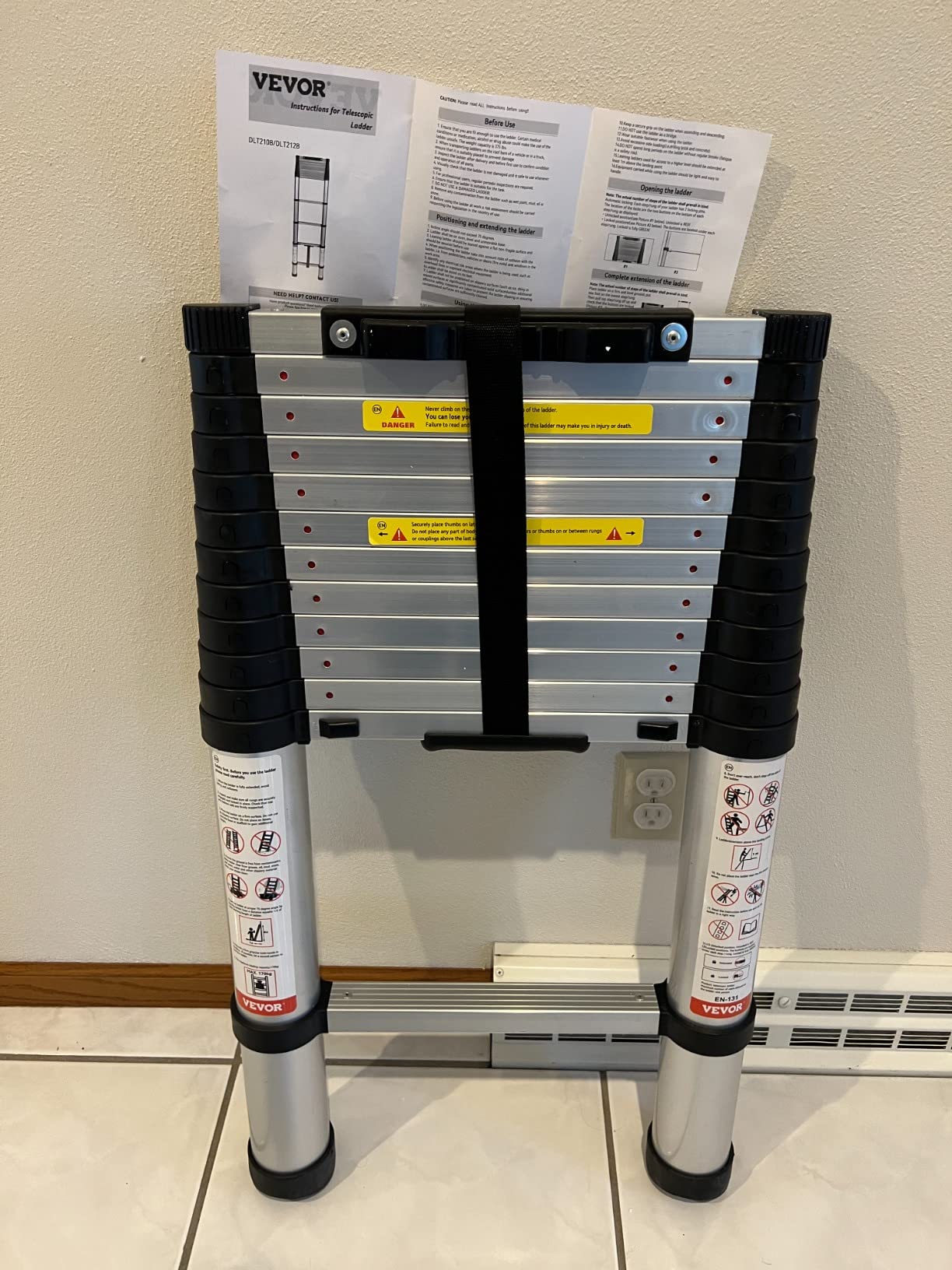 $14/mo - Finance VEVOR Telescoping Ladder, 12.5 FT Aluminum One-Button ...