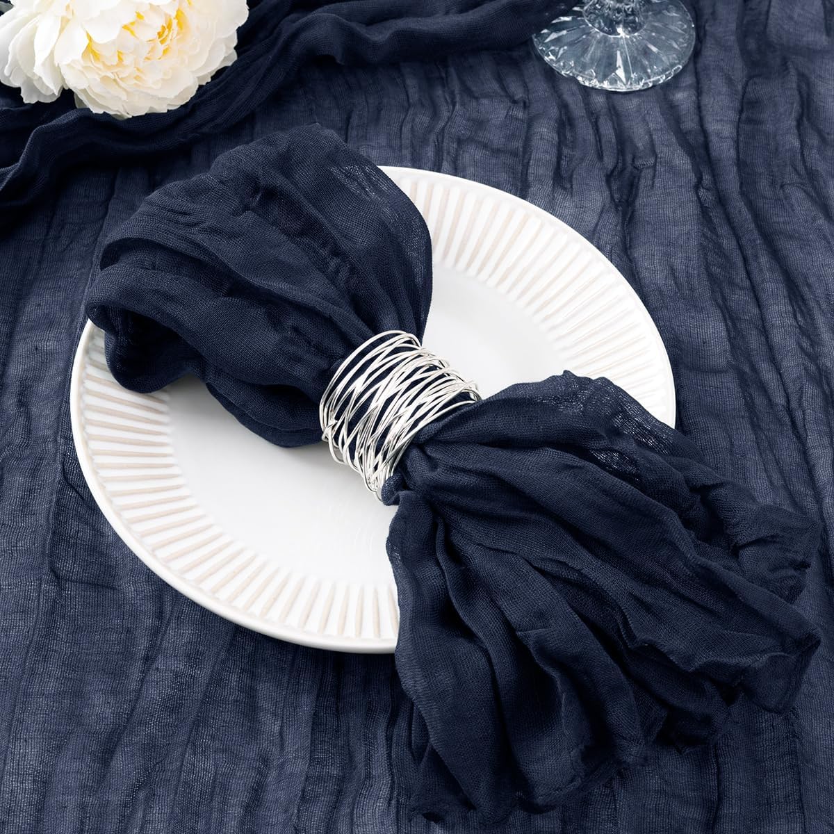 Amazon.com: DeZerlor 20 Pack Navy Blue Cheesecloth Napkins Fall ...