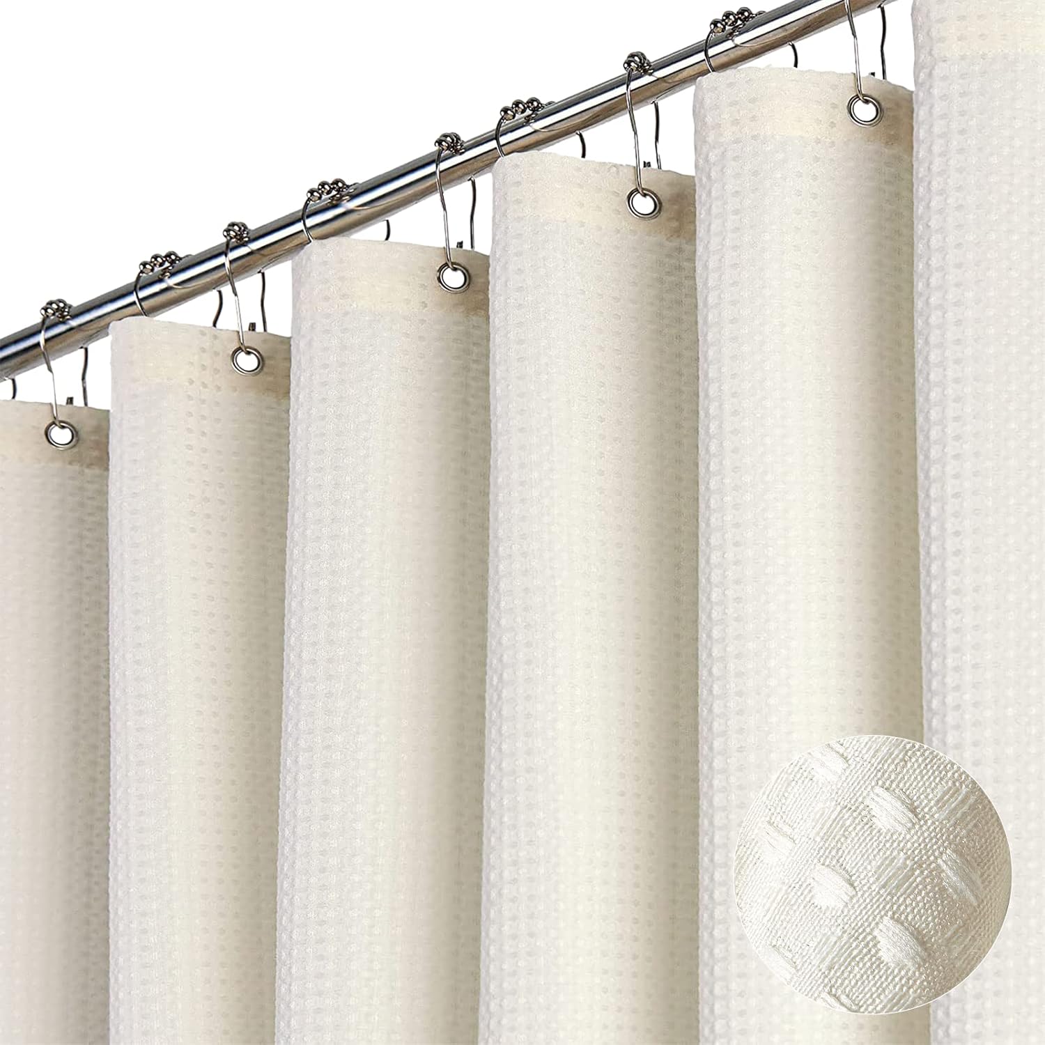 Dynamene Stall Fabric Shower Curtain 54x78 inch Long Waffle Weave Weighted Thick Cloth Shower ...
