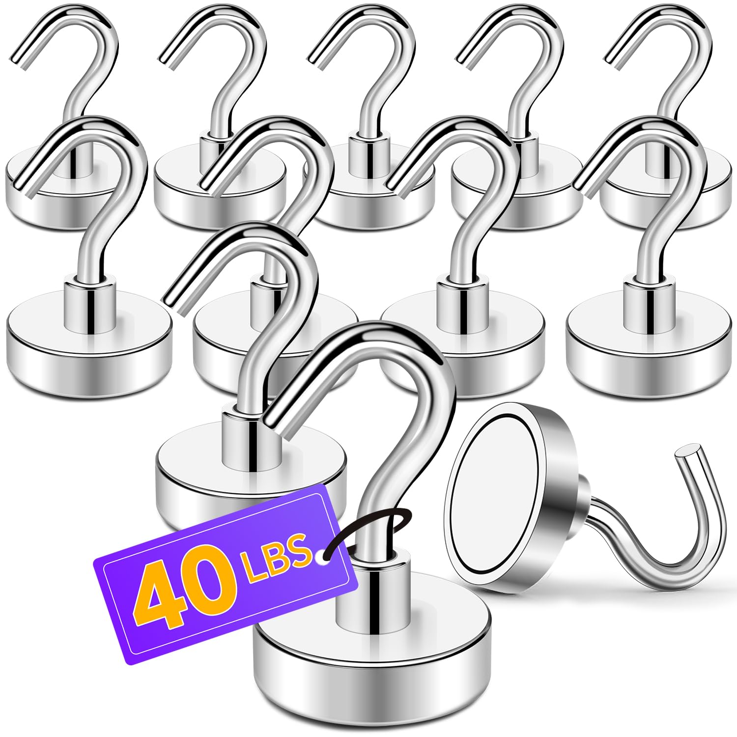Trymag Magnetic Hooks Heavy Duty 40lbs Super Strong Magnetic Hooks ...